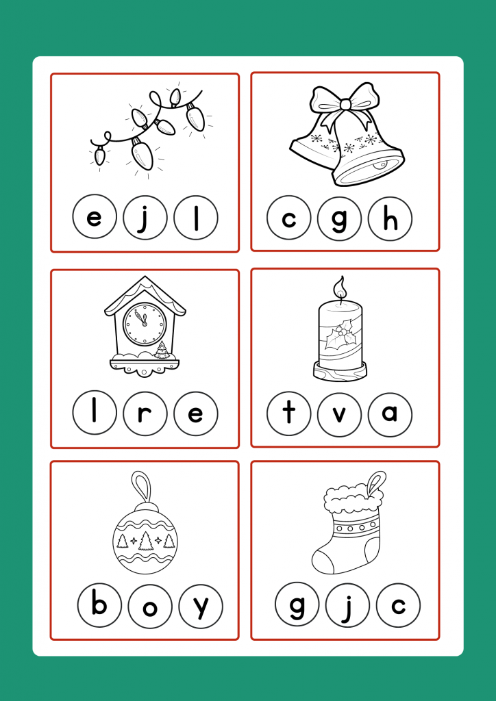 NAVIDAD CONCIENCIA FONOLÓGICA: indica la letra inicial y colorea ...
