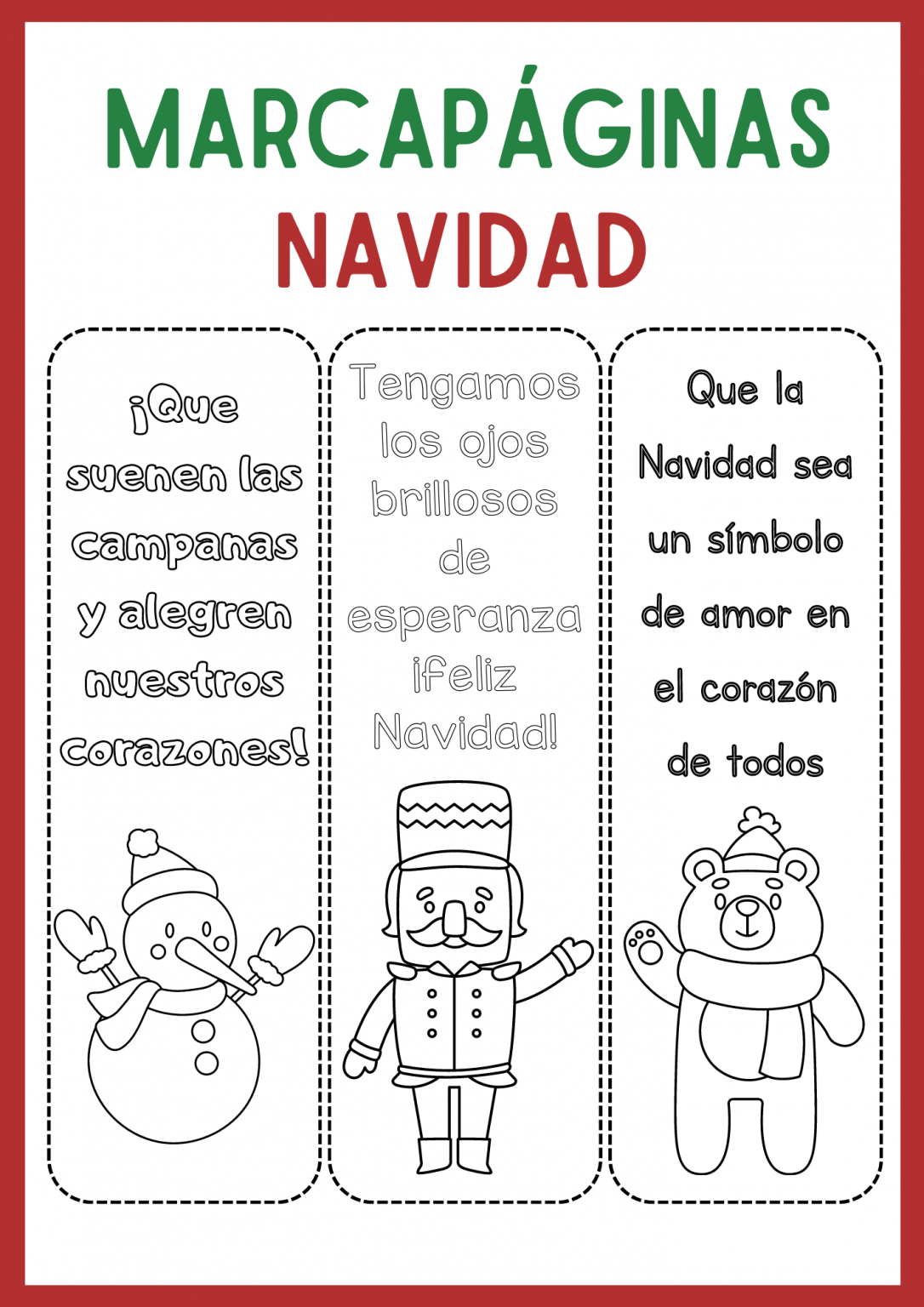 Bonitos marcapáginas de Navidad para colorear Y regalas a nuestros ...