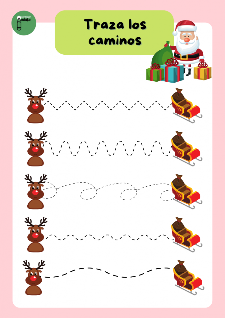 Bonitas fichas de grafomotricidad vuelta de NAVIDAD - Orientacion Andujar