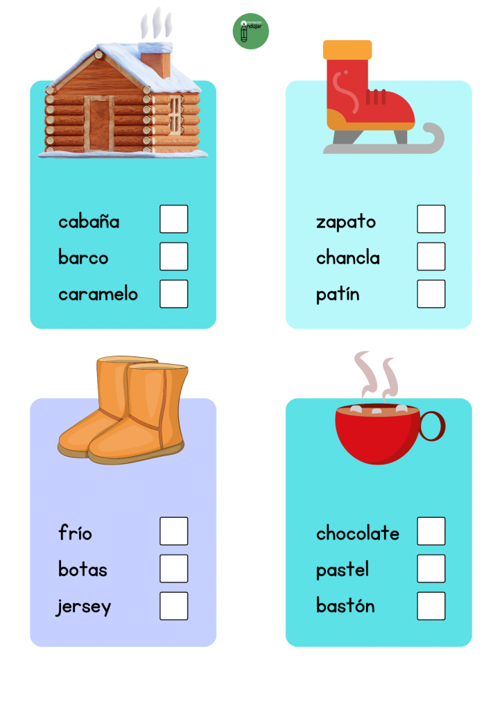 Flashcard o tarjetas para trabajar el vocabulario de invierno ...