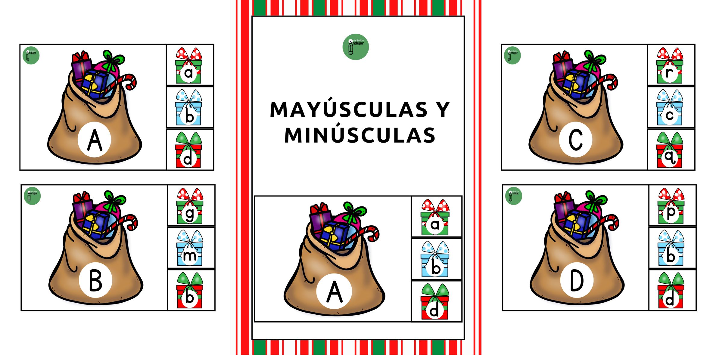 Bonitas tarjetas de mayúsculas y minúsculas NAVIDAD - Orientacion Andujar