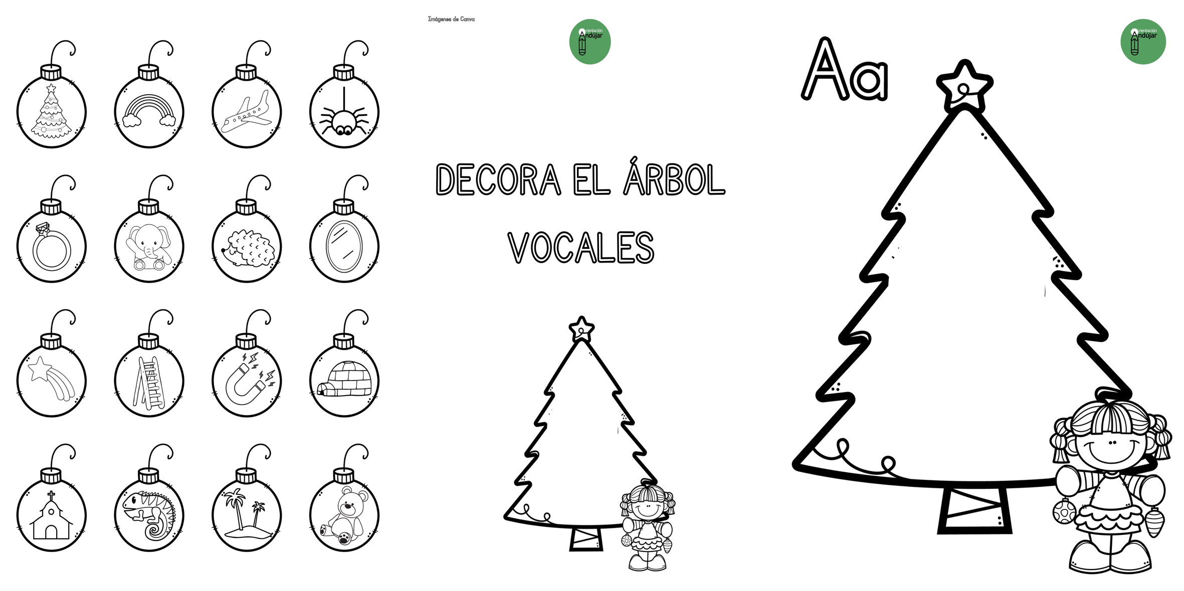 Decora el árbol de Navidad: Adornos para trabajar las VOCALES ...
