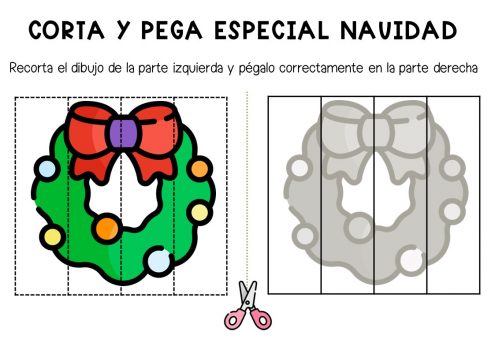 Recorta y pega coordinación óculo manual especial motivos navideños ...