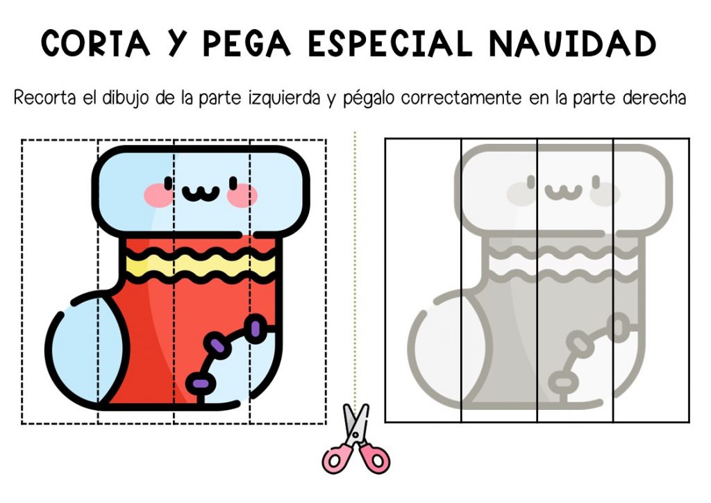 Recorta y pega coordinación óculo manual especial motivos navideños ...