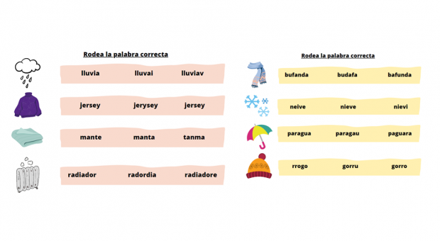 VOCABULARIO DEL INVIERNO, RODEA LA PALABRA CORRECTA - Orientacion Andujar