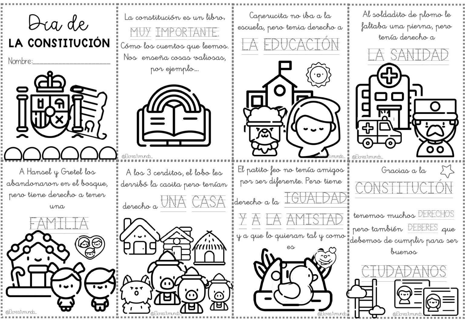LA CONSTITUCIÓN A TRAVÉS DEL CUENTO MINILIBRO PARA COLOREAR ...