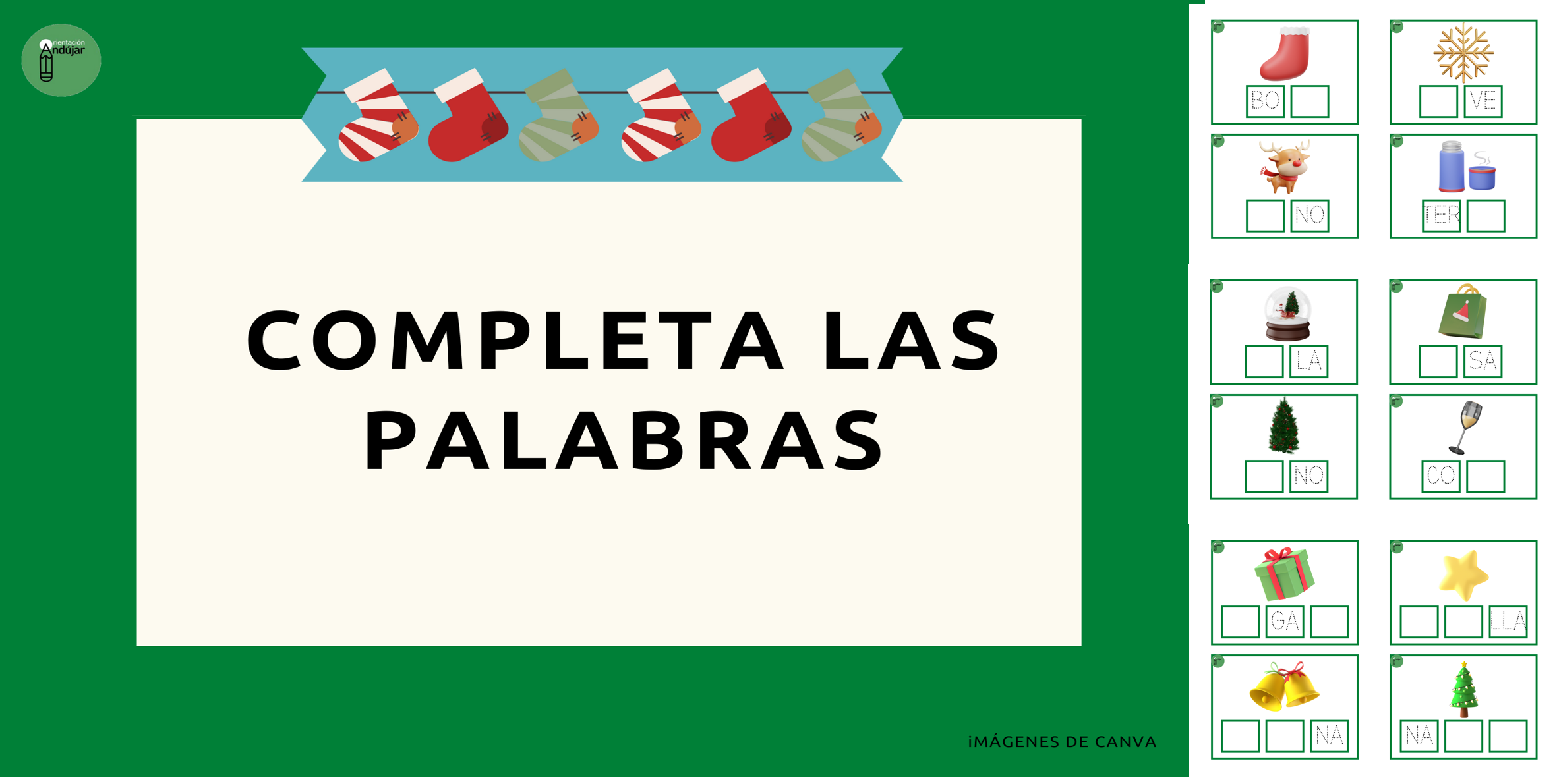 CONCIENCIA SILÁBICA vuelta de NAVIDAD: completa las palabras ...