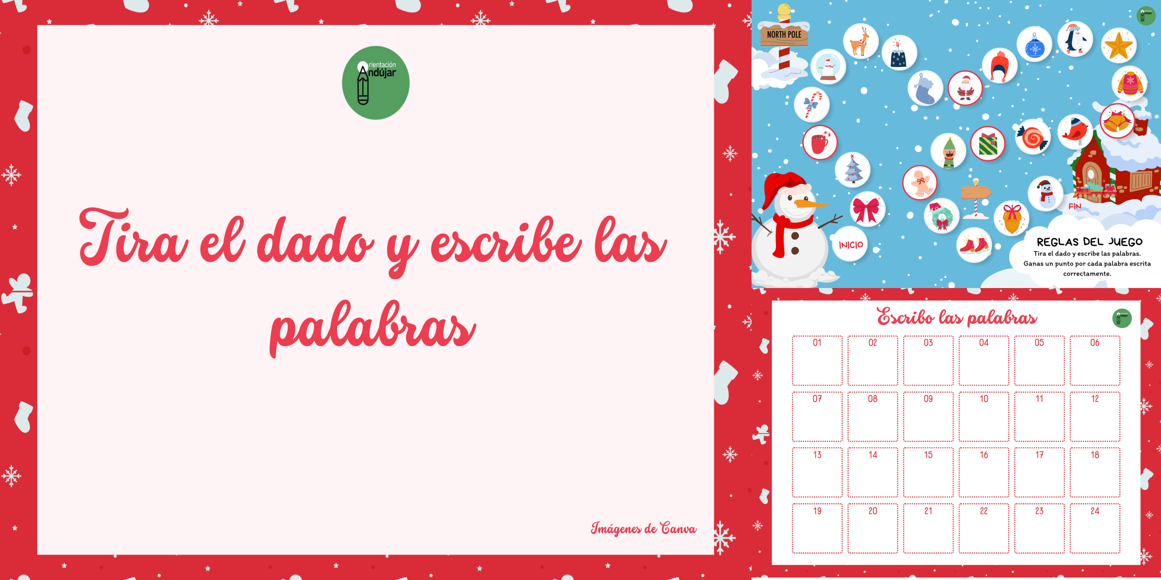 PRÁCTICA DE ESCRITURA EN NAVIDAD: tira el dado y escribe la palabra ...