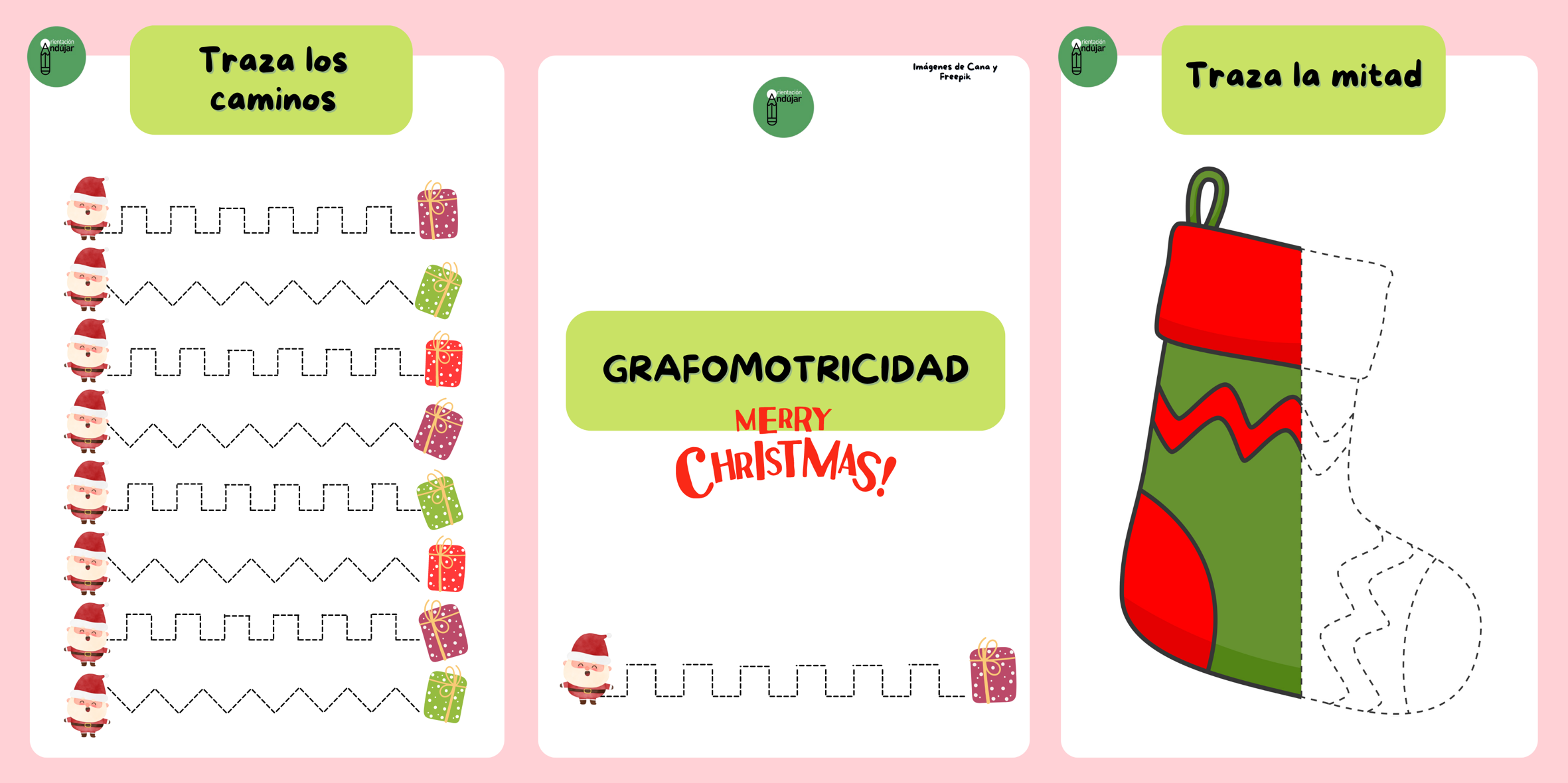 Bonitas fichas de grafomotricidad vuelta de NAVIDAD - Orientacion Andujar