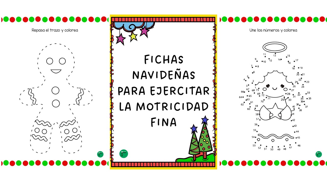 Fichas navideñas para ejercitar la motricidad fina - Orientacion Andujar