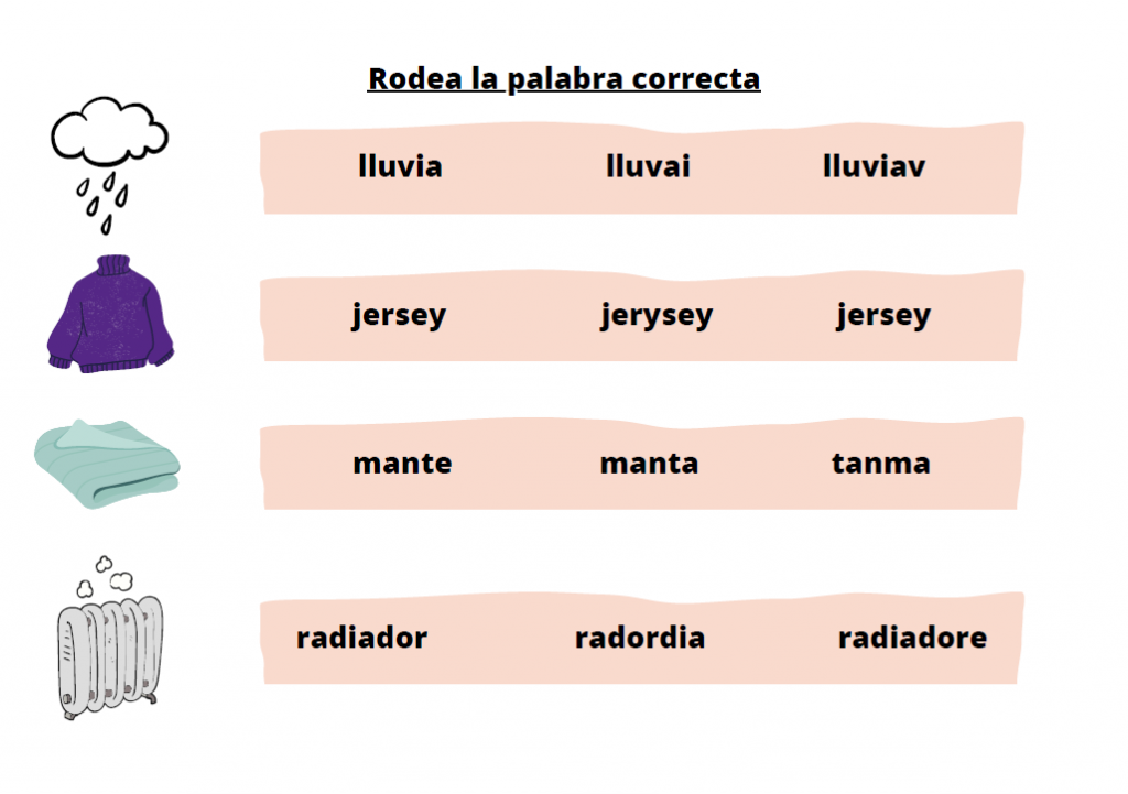 VOCABULARIO DEL INVIERNO, RODEA LA PALABRA CORRECTA - Orientacion Andujar