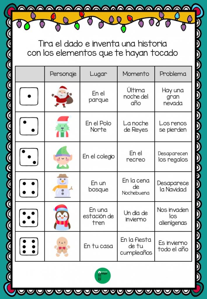 Divertido tablero para inventar historias de Navidad - Orientacion Andujar