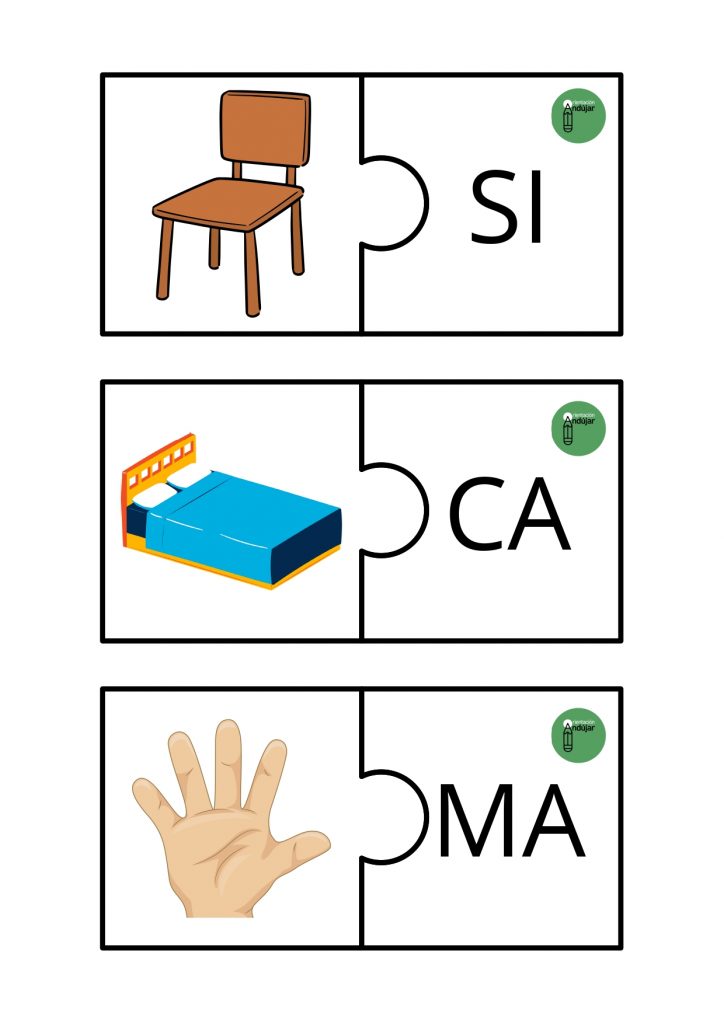 Conciencia silábica Puzzle silábico con imágenes - Orientacion Andujar