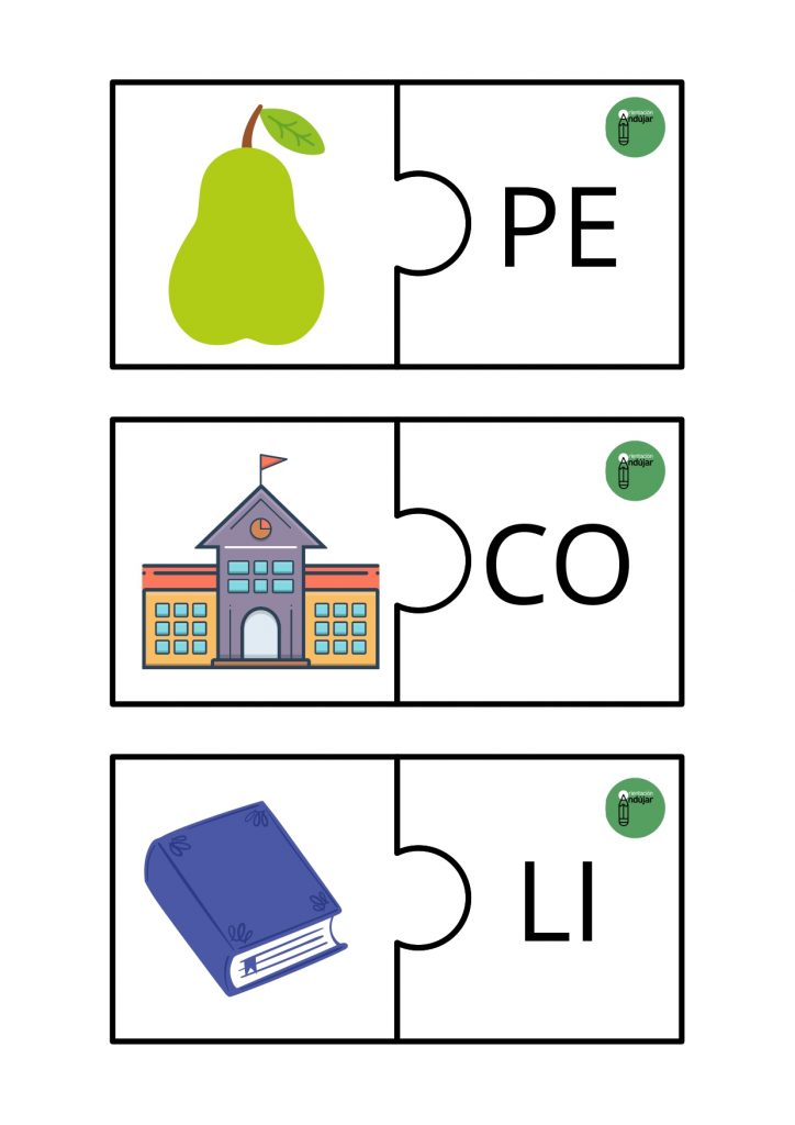 Conciencia silábica Puzzle silábico con imágenes - Orientacion Andujar