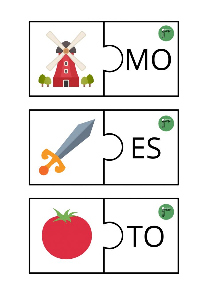 Conciencia silábica Puzzle silábico con imágenes - Orientacion Andujar
