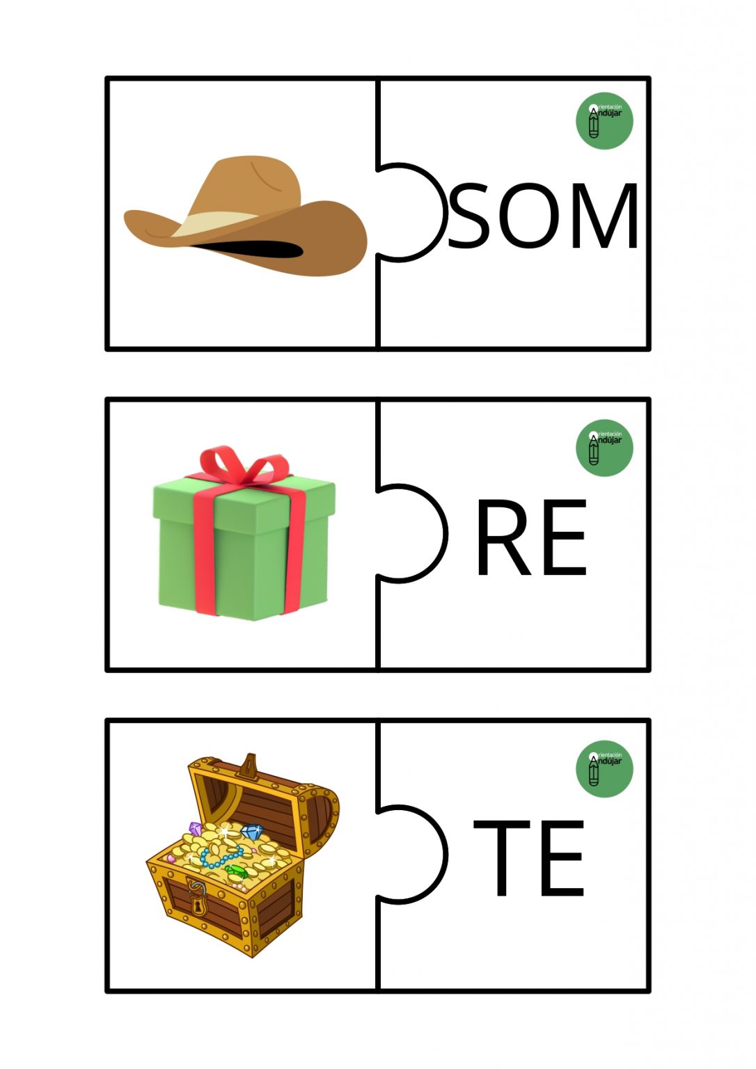 Conciencia silábica Puzzle silábico con imágenes - Orientacion Andujar