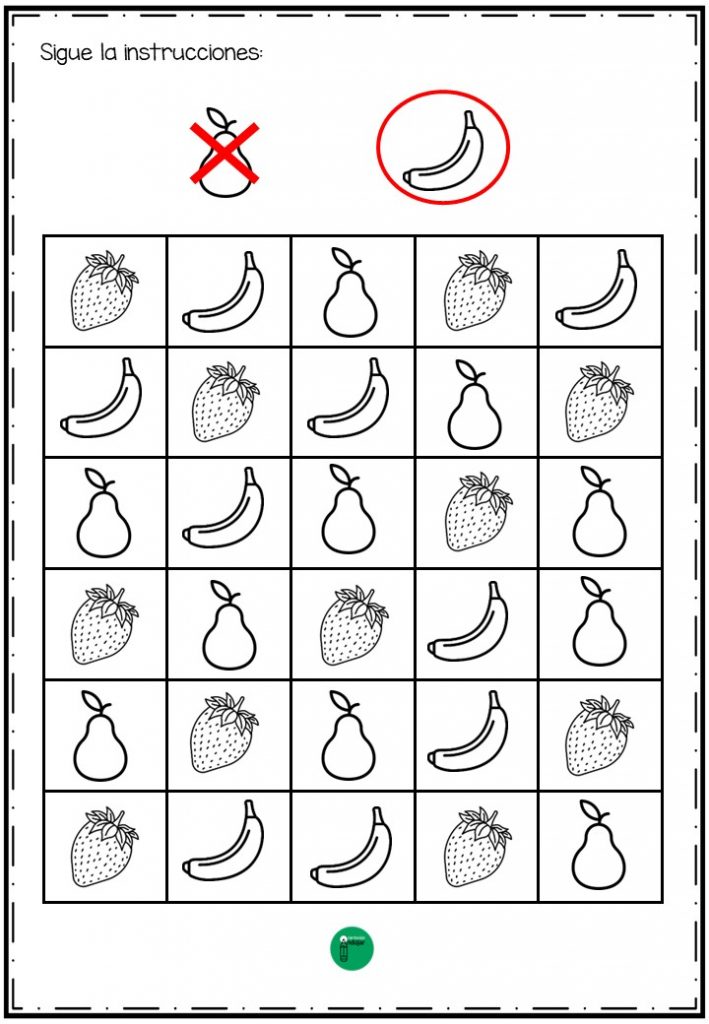 Ejercicio de atención selectiva y control inhibitorio - Orientacion Andujar