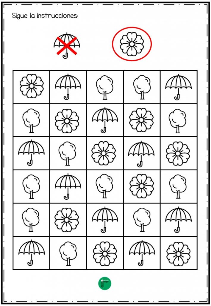 Ejercicio de atención selectiva y control inhibitorio - Orientacion Andujar