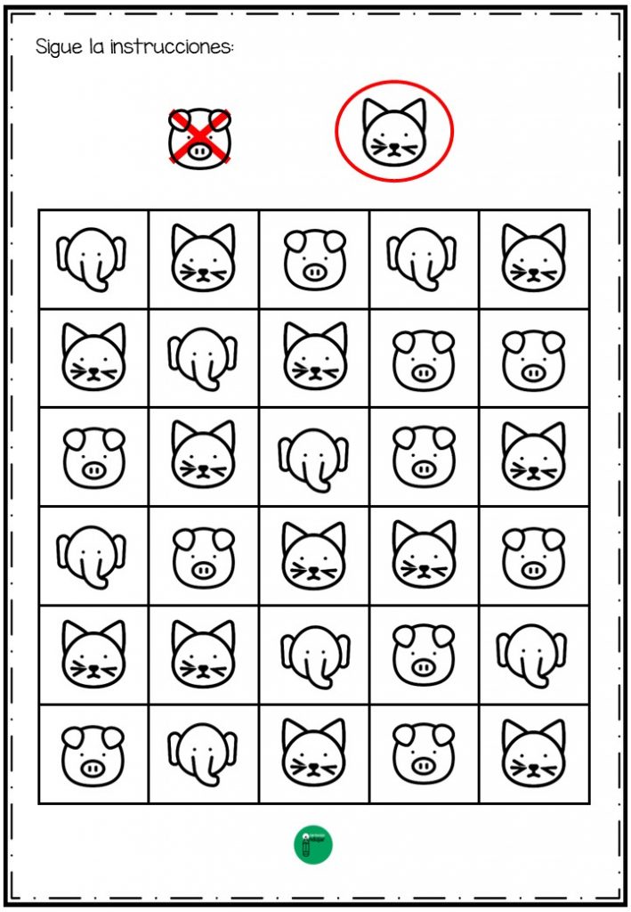 Ejercicio de atención selectiva y control inhibitorio - Orientacion Andujar