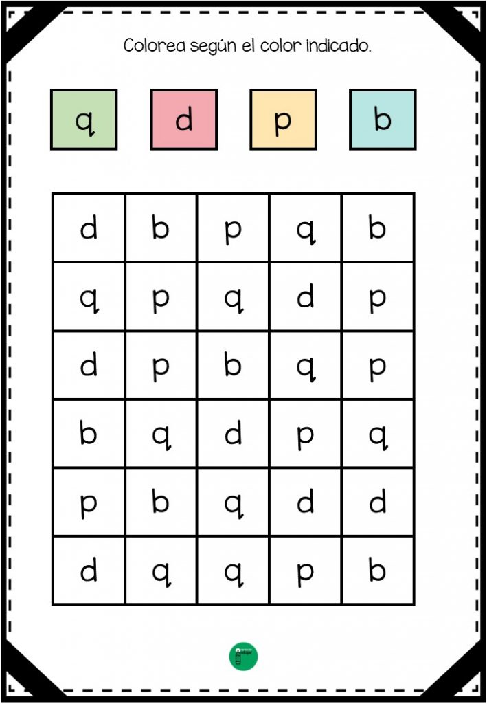Ejercicio de dislexia: Discriminación b/d/p/q - Orientacion Andujar