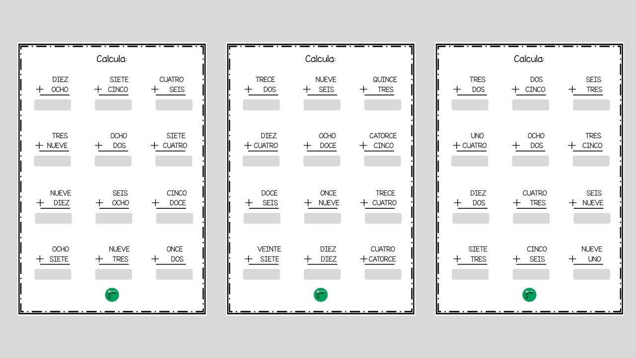 Sumas de números en letras - Orientacion Andujar