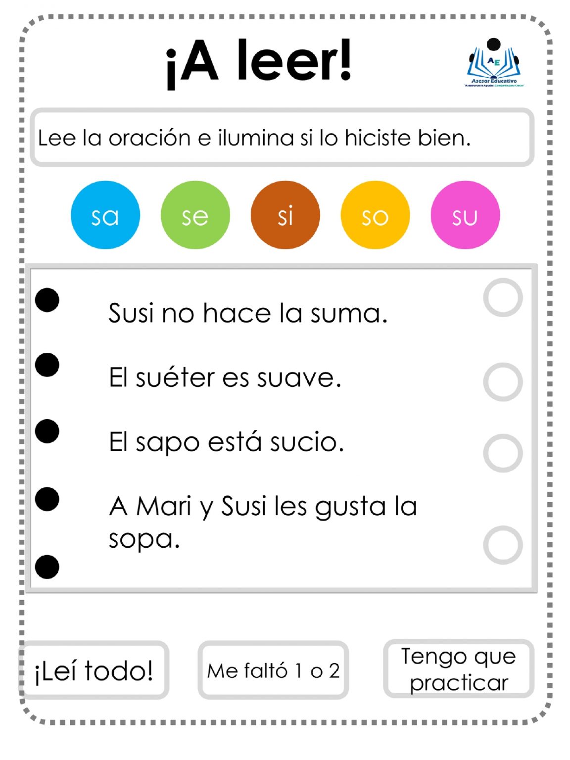 Bonitas tarjetas para evaluar lectura - Orientacion Andujar