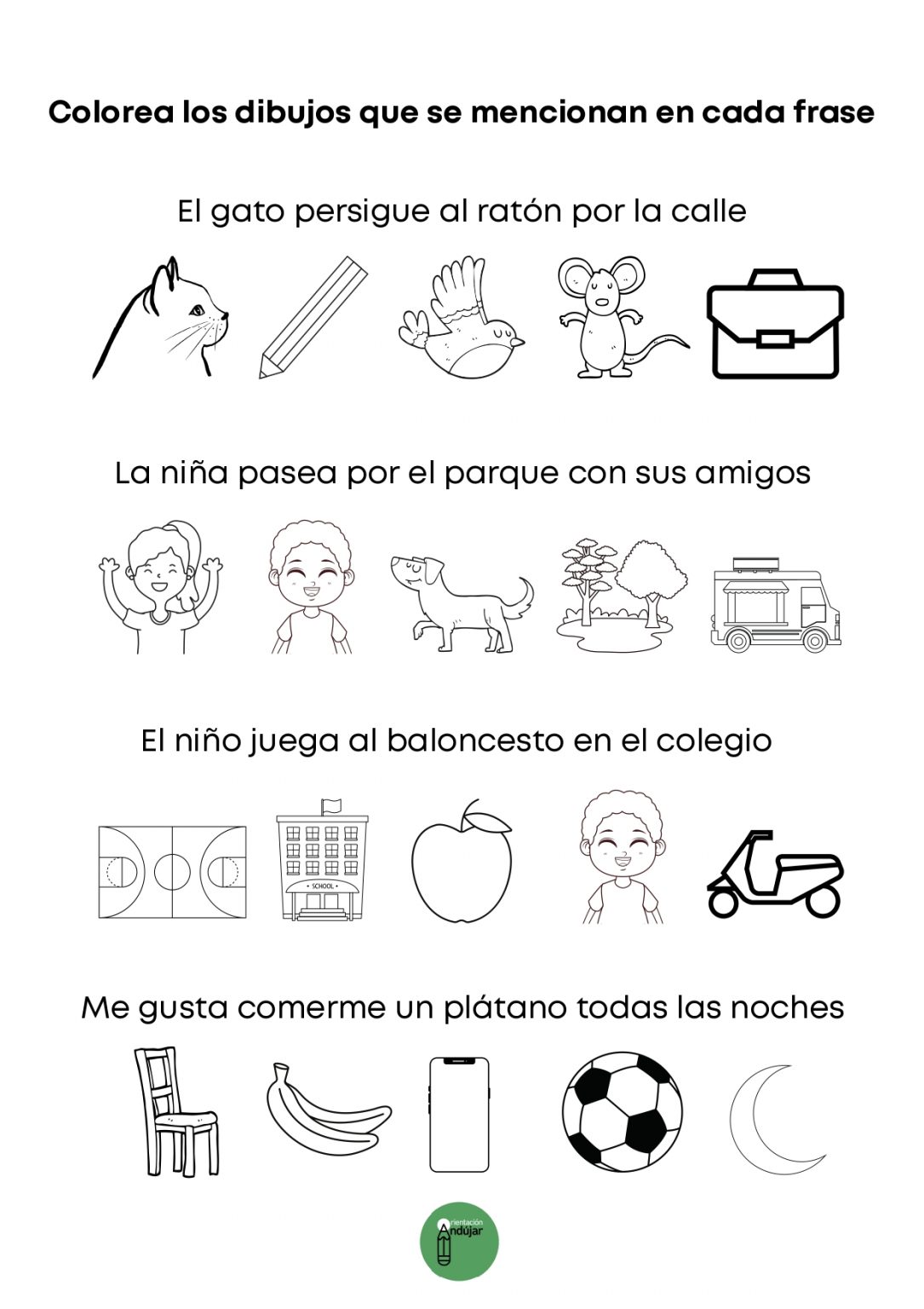 Divertidas comprensiones lectoras de oraciones coloreando - Orientacion ...