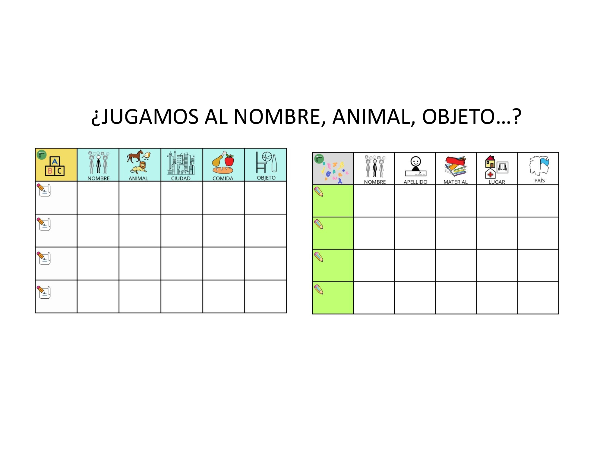 Tradicional juego ¿Jugamos al nombre, apellido, animal ...