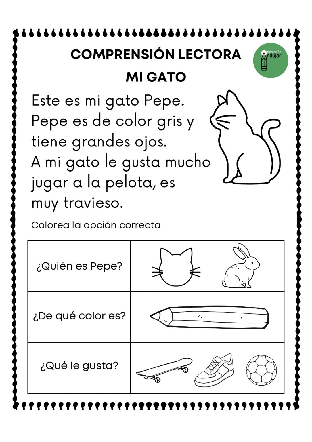 Sencillas comprensiones lectora de ANIMALES - Orientacion Andujar