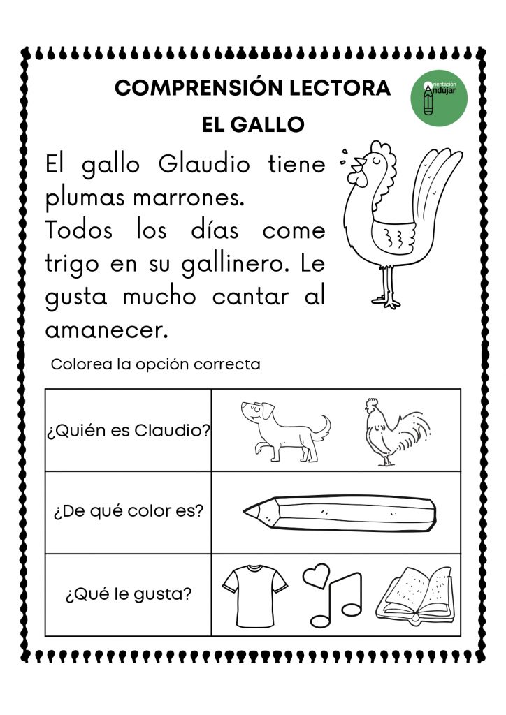 Sencillas comprensiones lectora de ANIMALES - Orientacion Andujar