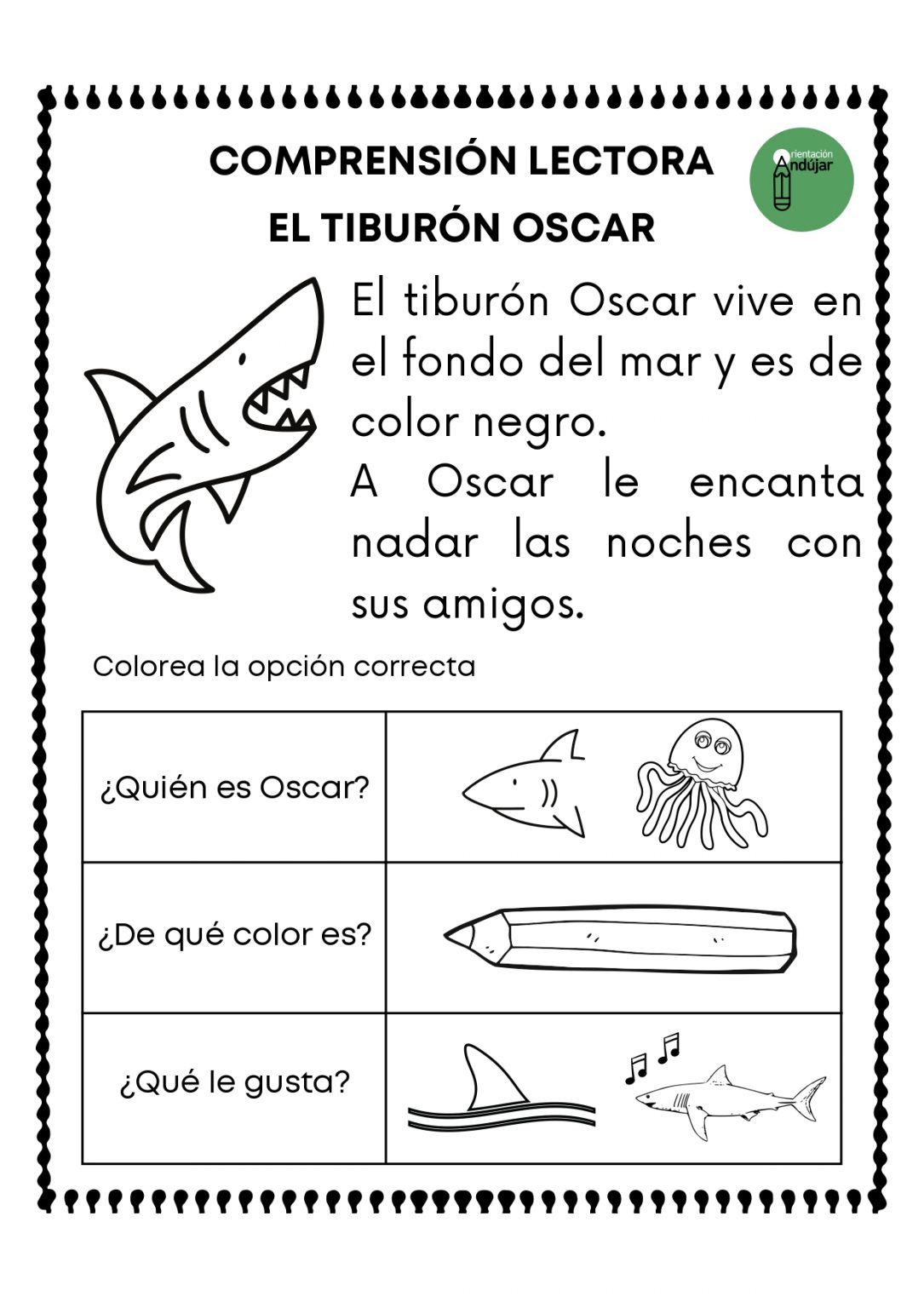 Sencillas comprensiones lectora de ANIMALES - Orientacion Andujar