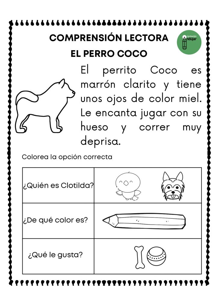 Sencillas comprensiones lectora de ANIMALES - Orientacion Andujar