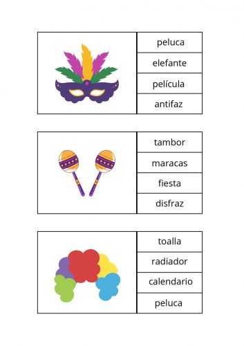 Señala la palabra correcta: VOCABULARIO DE CARNAVAL - Orientacion Andujar