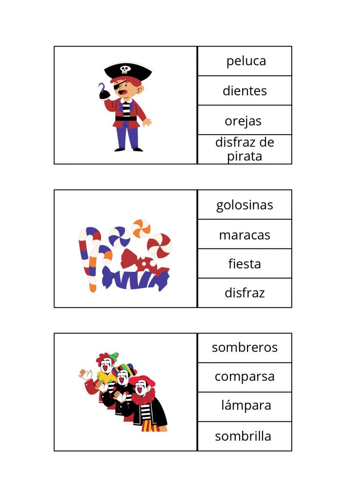 Señala la palabra correcta: VOCABULARIO DE CARNAVAL - Orientacion Andujar