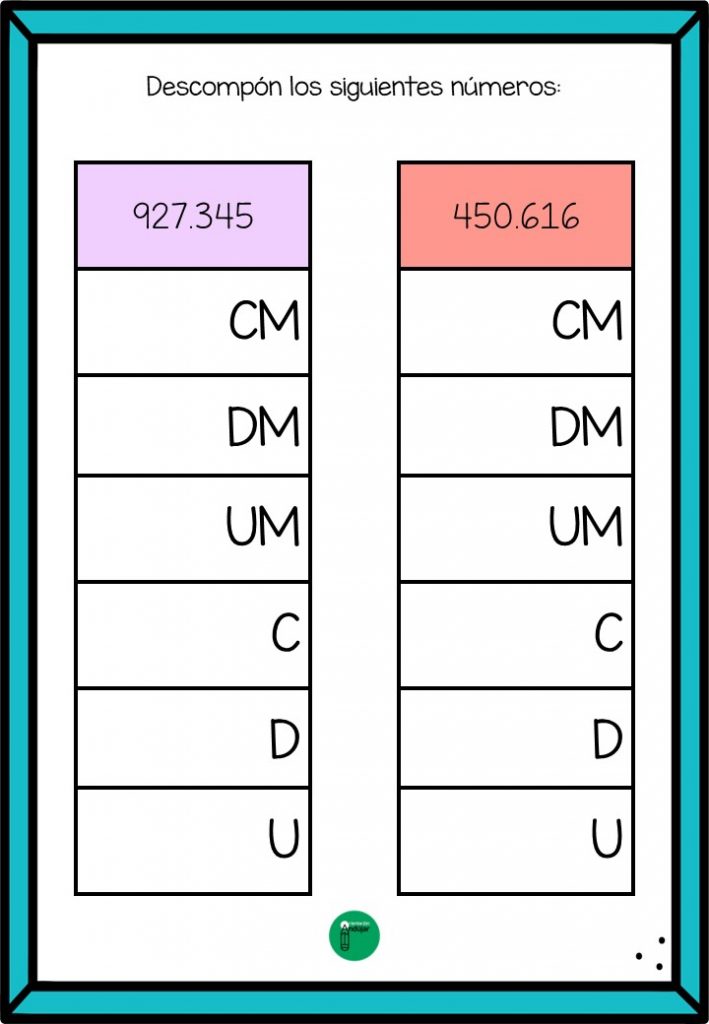Ejercicio de descomposición numérica + plantilla - Orientacion Andujar