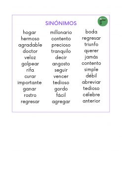 Bingo de SINÓNIMOS Y ANTÓNIMOS - Orientacion Andujar