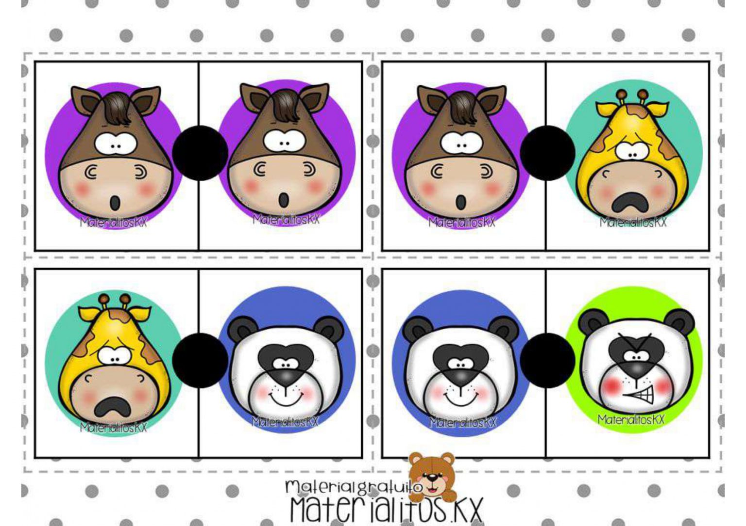 Dominó de animalitos para trabajar las EMOCIONES - Orientacion Andujar