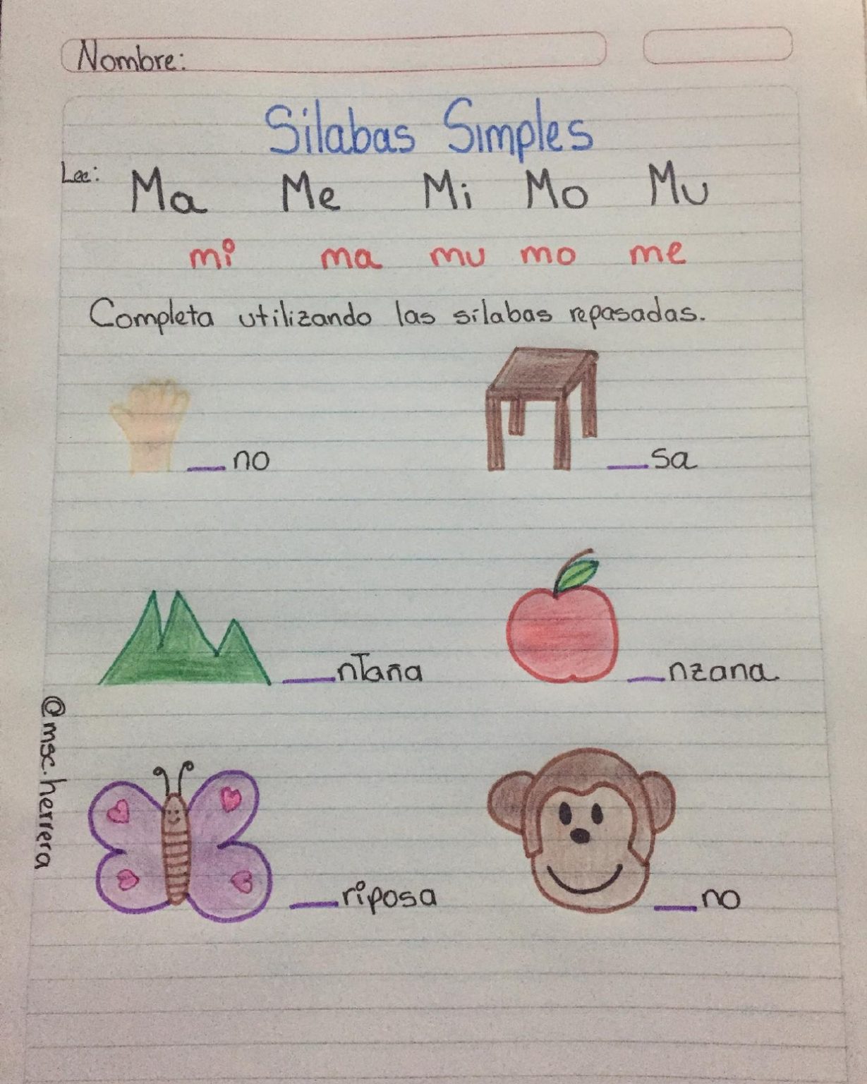 Lectoescritura Cuaderno Guía con Sílabas - Orientacion Andujar