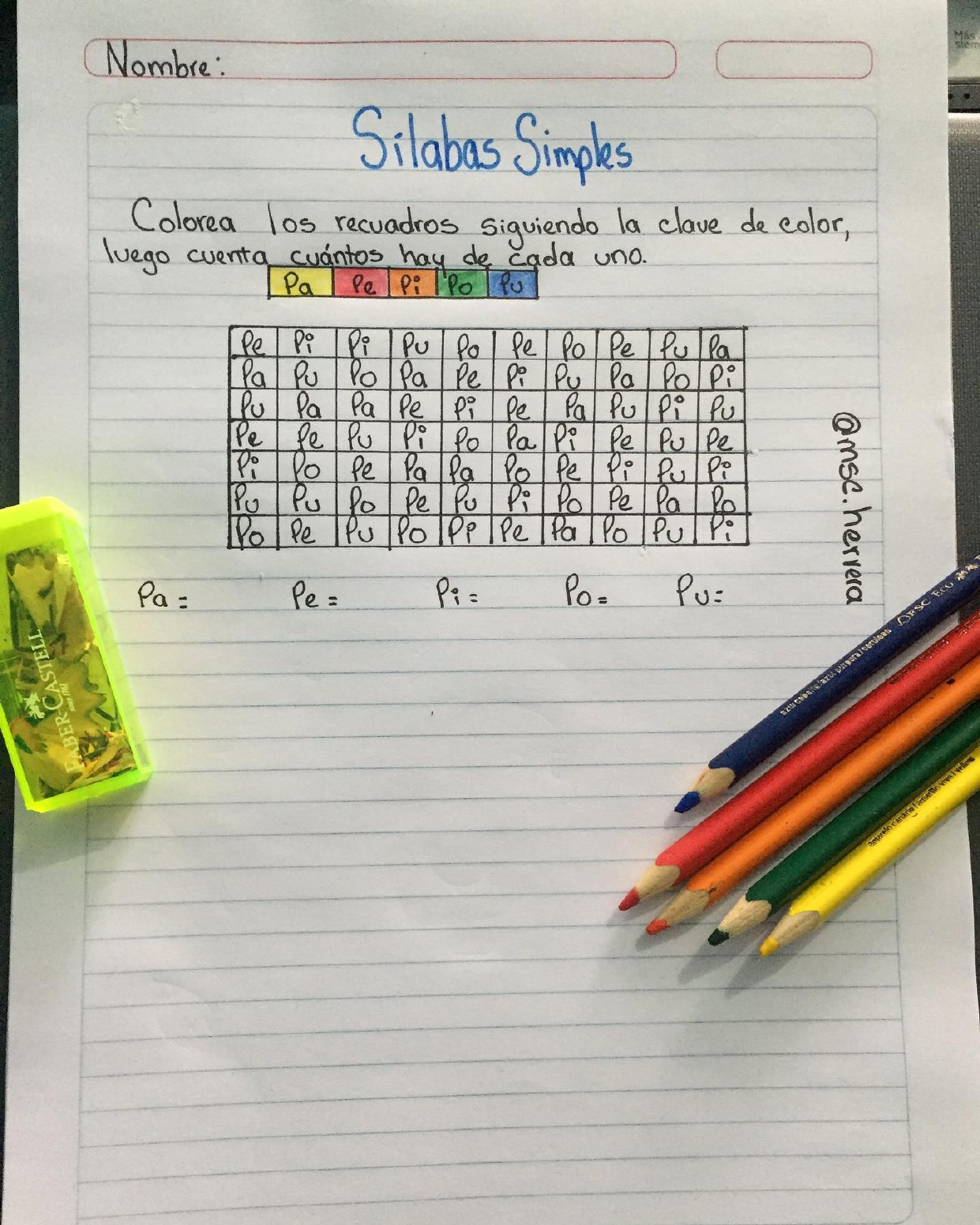 Lectoescritura Cuaderno Guía con Sílabas - Orientacion Andujar
