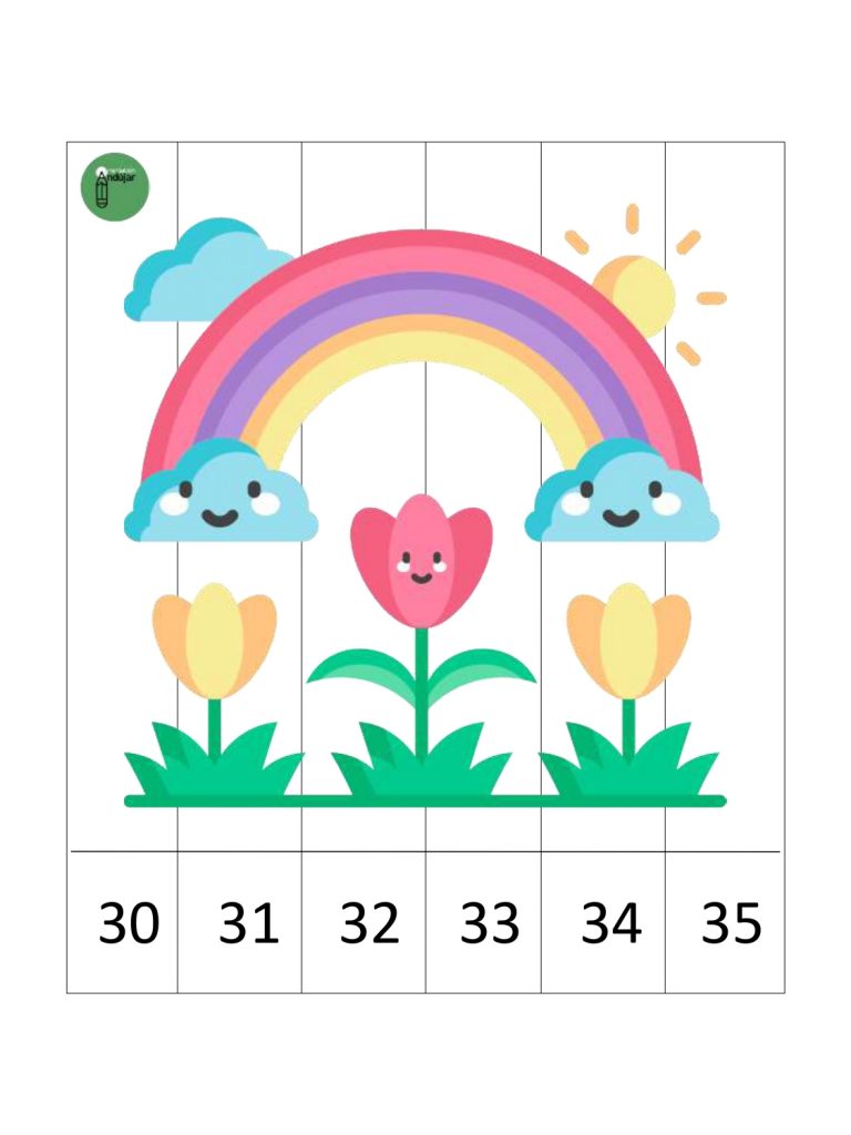 Divertidos puzles de PRIMAVERA con números - Orientacion Andujar