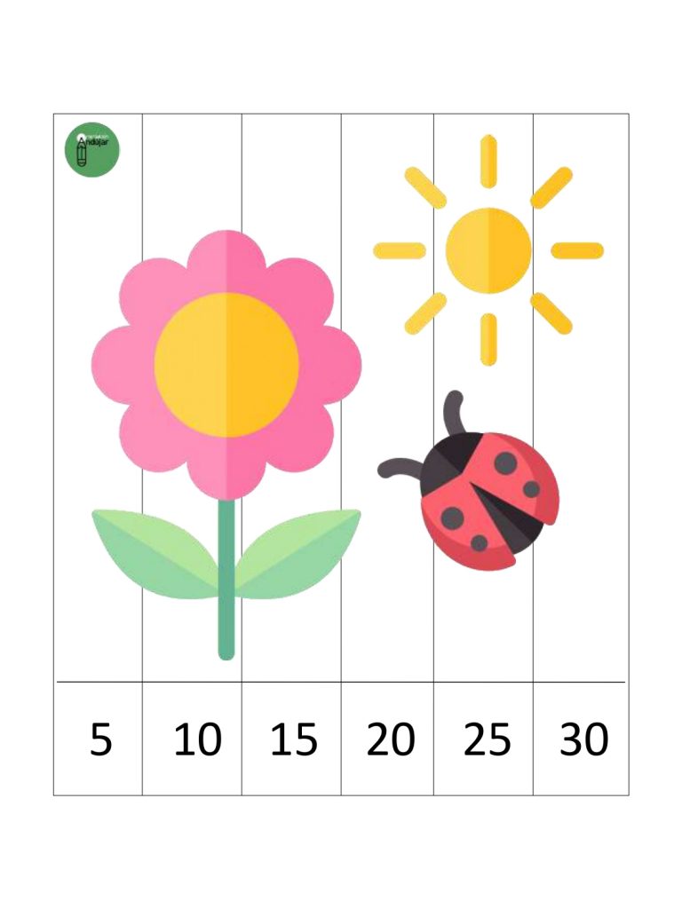 Divertidos puzles de PRIMAVERA con números - Orientacion Andujar