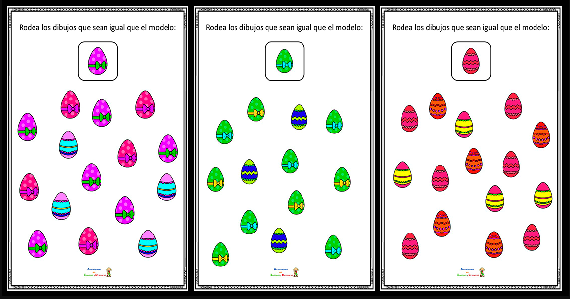 Percepción visual con huevitos de Pascua - Orientacion Andujar