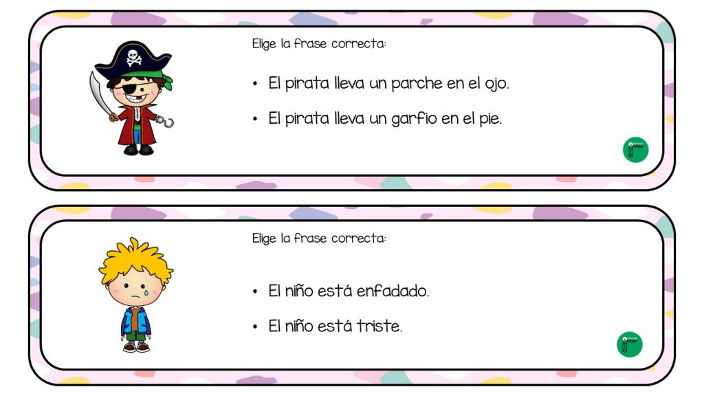 Nuevas tarjetitas para trabajar la comprensión lectora de frases cortas ...