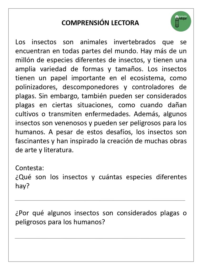 Textos de comprensión lectora - Orientacion Andujar
