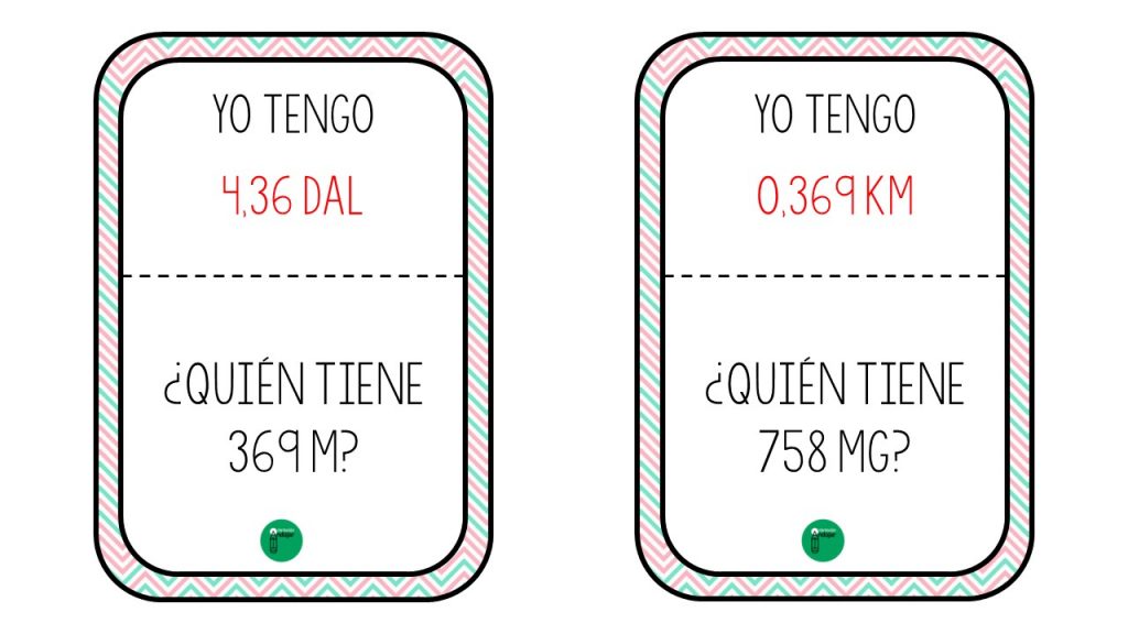 Juego "¿Quién tiene? Yo tengo..." para aprender las unidades de medidas ...