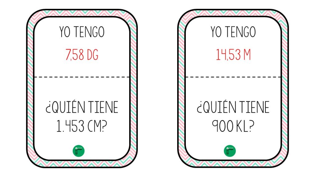 Juego "¿Quién tiene? Yo tengo..." para aprender las unidades de medidas ...