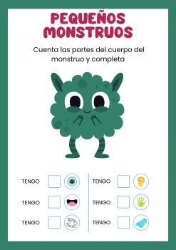 El cuaderno de los monstruitos, para contar sus partes del cuerpo ...