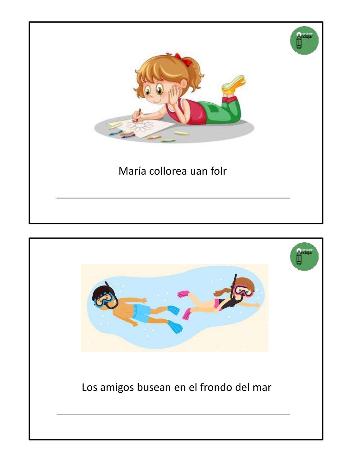 Lectoescritura - Corrige las palabras incorrectas - Orientacion Andujar