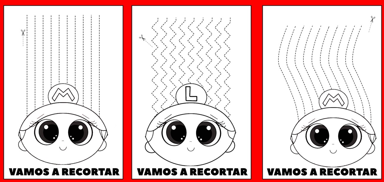 Motricidad fina recortamos con Mario y Luigi - Orientacion Andujar