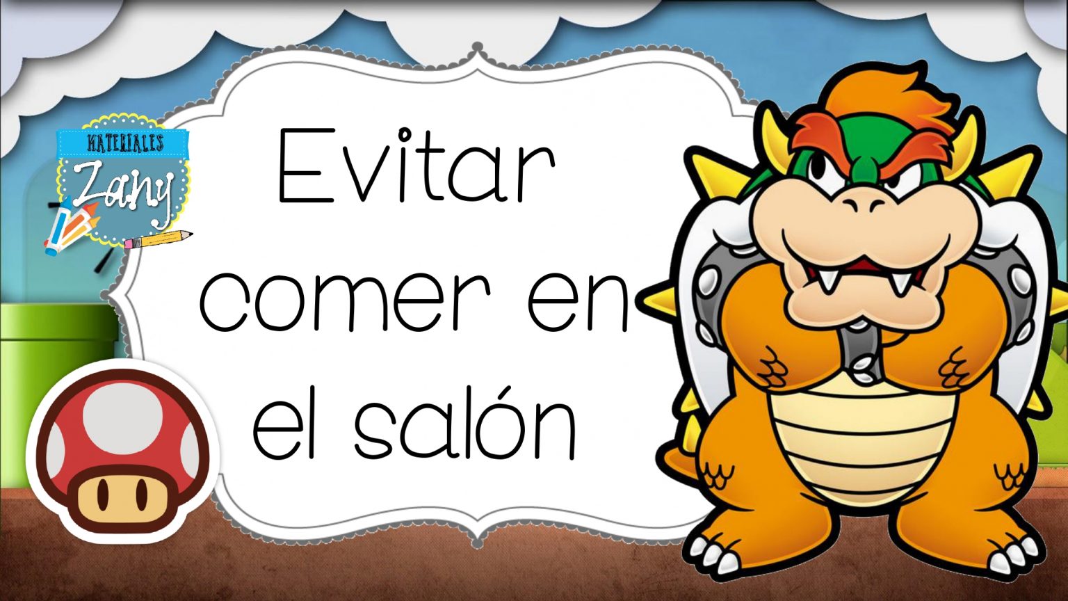 Tarjetas de normas de clase de Mario Bros - Orientacion Andujar